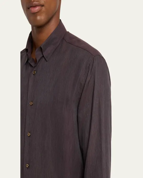 Brioni Cotton Flannel Button-down Shirt
