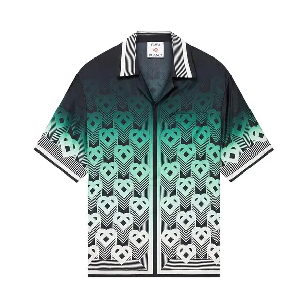 Casablanca Monogram Gradient Cuban Collar Shirt - Blue