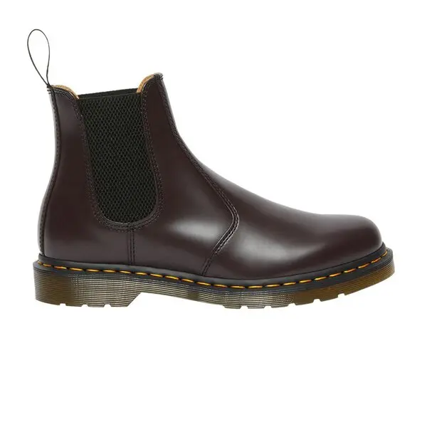 Dr. Martens 2976 Yellow Stitch Smooth Leather Chelsea Boot - Red