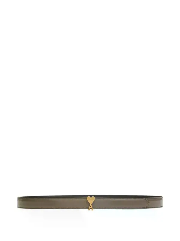 Ami Glazed Leather Belt With De Coeur Buckle - Green