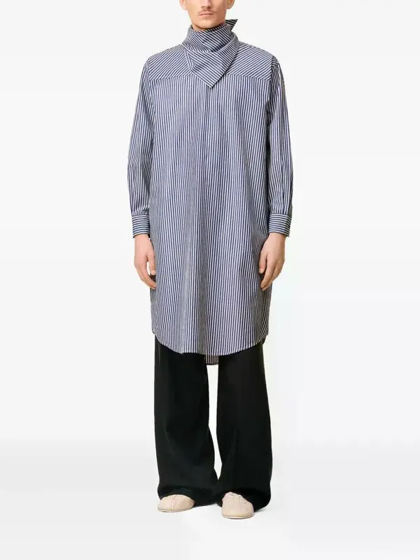 AMI Paris Striped Bandana-collar Midi Dress - Blue