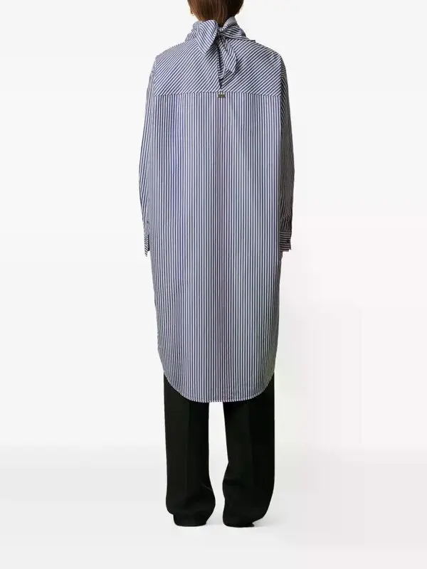 AMI Paris Striped Bandana-collar Midi Dress - Blue