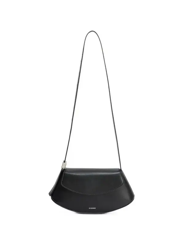 JIL SANDER Small Eldorado Leather Shoulder Bag - Black
