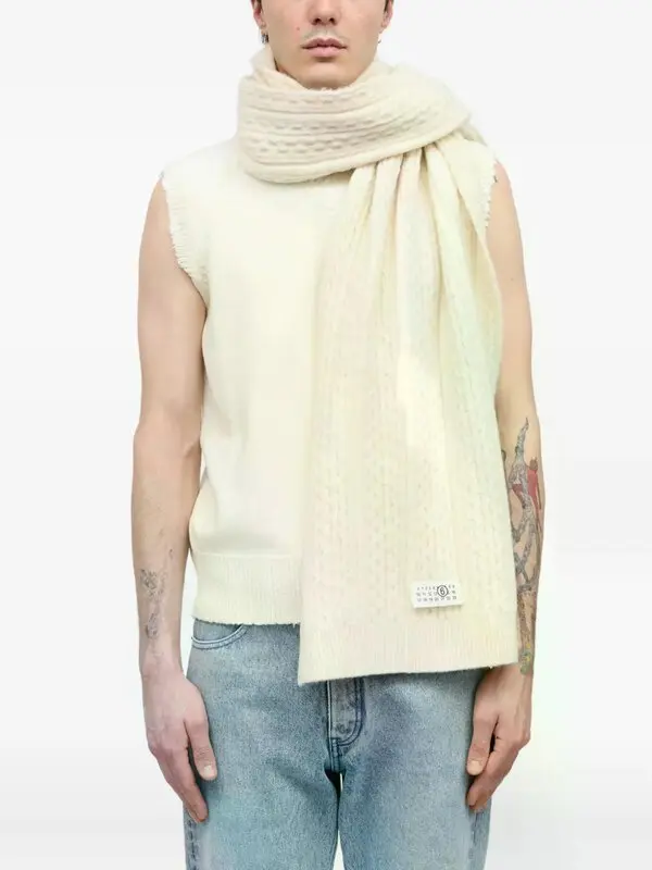 MAISON MARGIELA Ribbed-knit Scarf - Neutrals