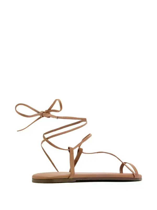 Tkees Ankle-tie Leather Sandals - Brown
