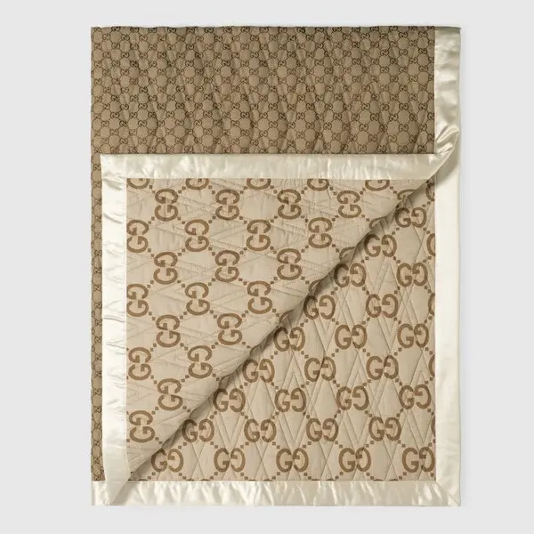 Gucci Double-sided Gg Quilted Cotton Blanket - Beige