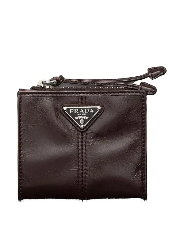 Prada Small Leather Wallet - Brown
