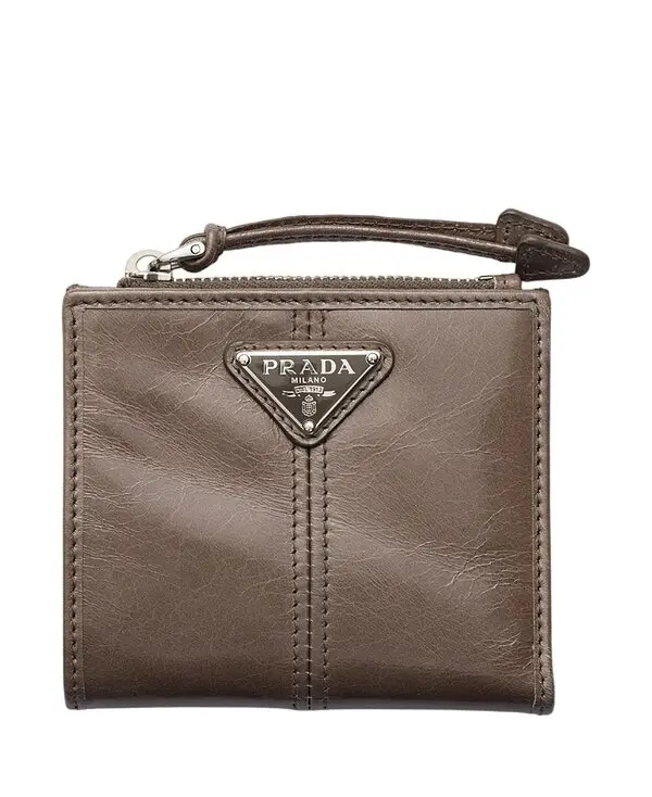 Prada Small Leather Wallet - Grey