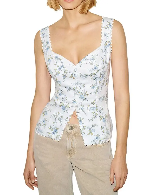 REFORMATION Viola Linen Top - Nostalgia