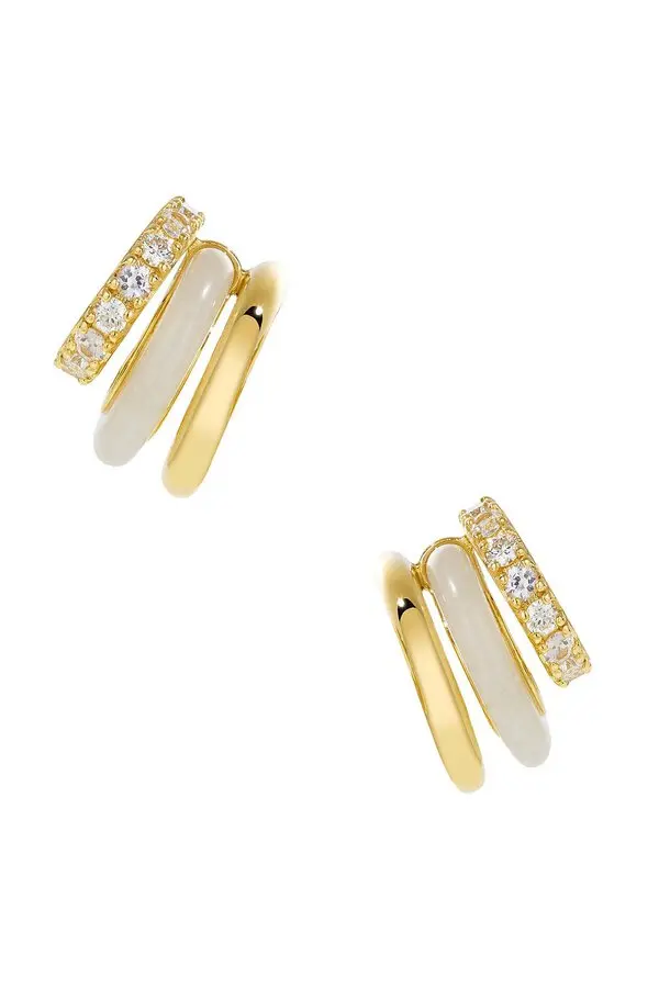 BY PARIAH Classic Gem Earring Stack - White Jasper & Gold