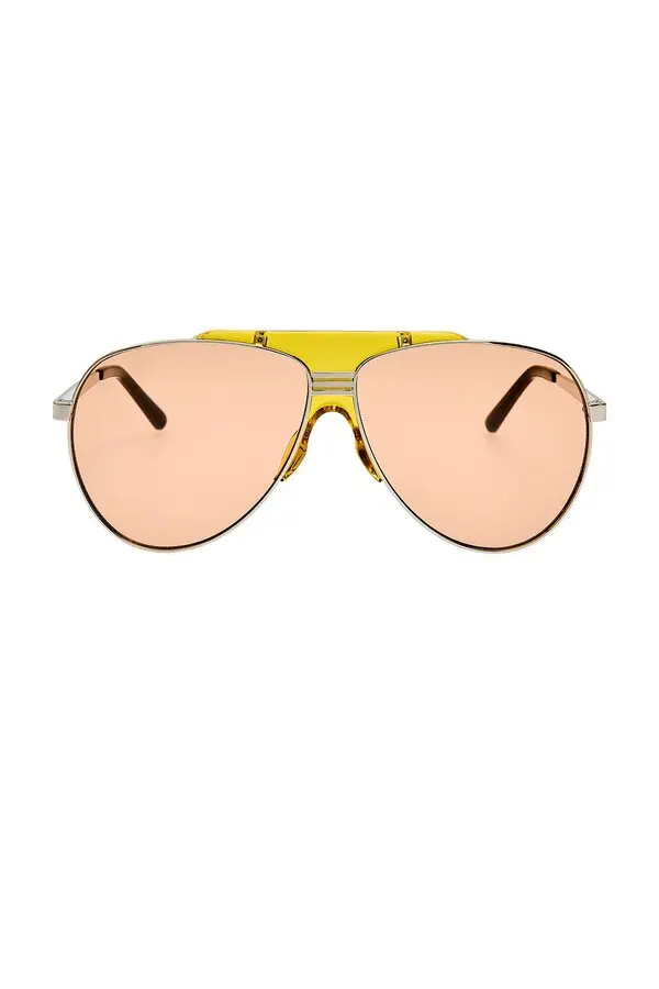 Attico Aviator Sunglasses - Silver  Mustard  & Camel