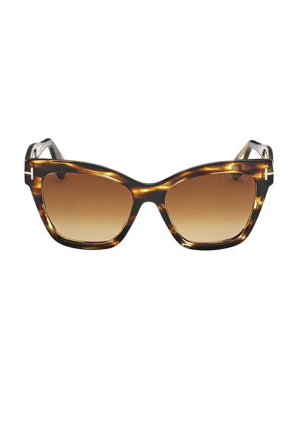 TOM FORD Elvira Sunglasses - Shiny Brown Striped Honey & Gradient Bro