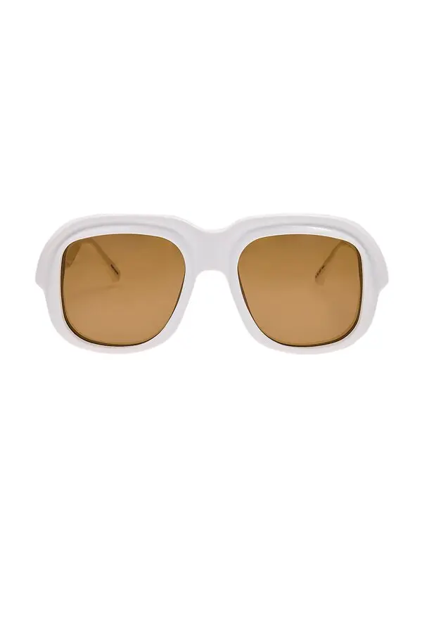 Dries Van Noten Square Frame Sunglasses - Ecru  Silver  & Brown