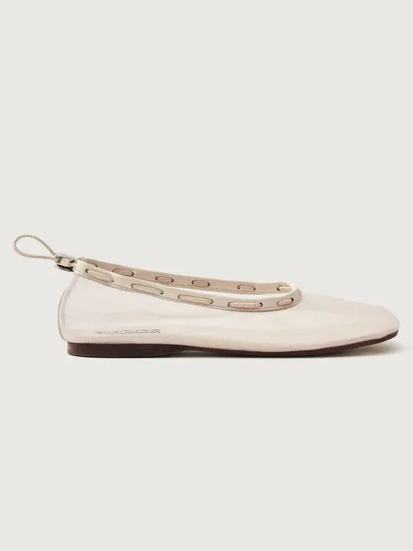 ALOHAS Gill Mesh Ballerinas - White Leather