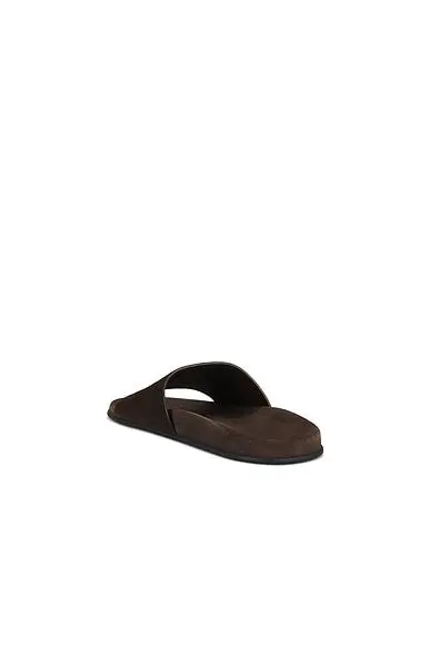 THE ROW Hugh Suede Slide - Lacquer Brown