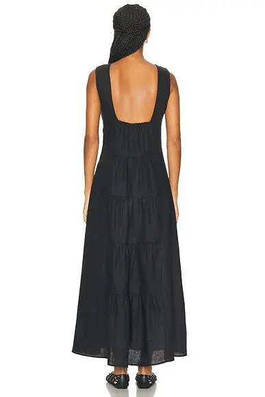 Posse Matilda Linen Maxi Dress - Black