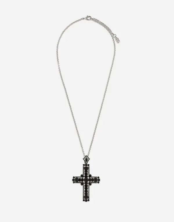 Dolce & Gabbana Rhinestone Cross Necklace - Black