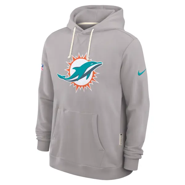 Nike Miami Dolphins Initial Home Sideline Nfl Pullover Hoodie - Grey