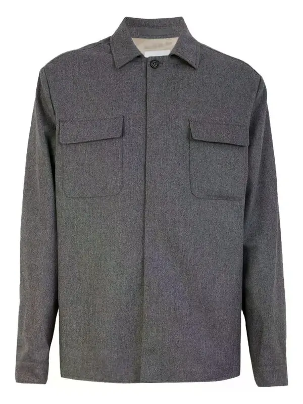 Eleventy Long-sleeve Patch-pocket Shirt - Grey