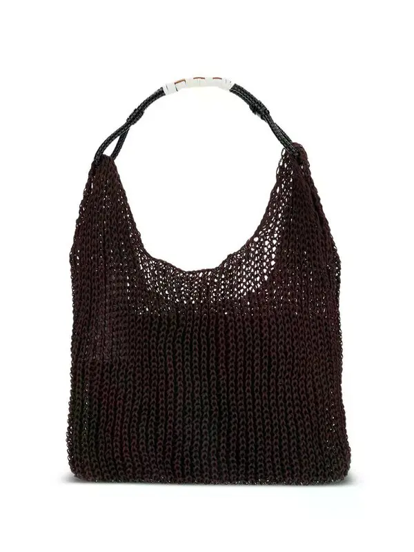 Plan C Braided-handle Mesh Shoulder Bag - Brown