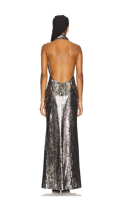 Lapointe Metal Snake Cowl Neck Gown - Silver