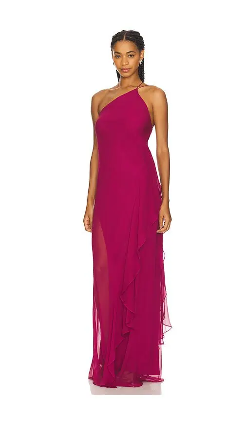 THE SEI One Shoulder Ruffle Gown