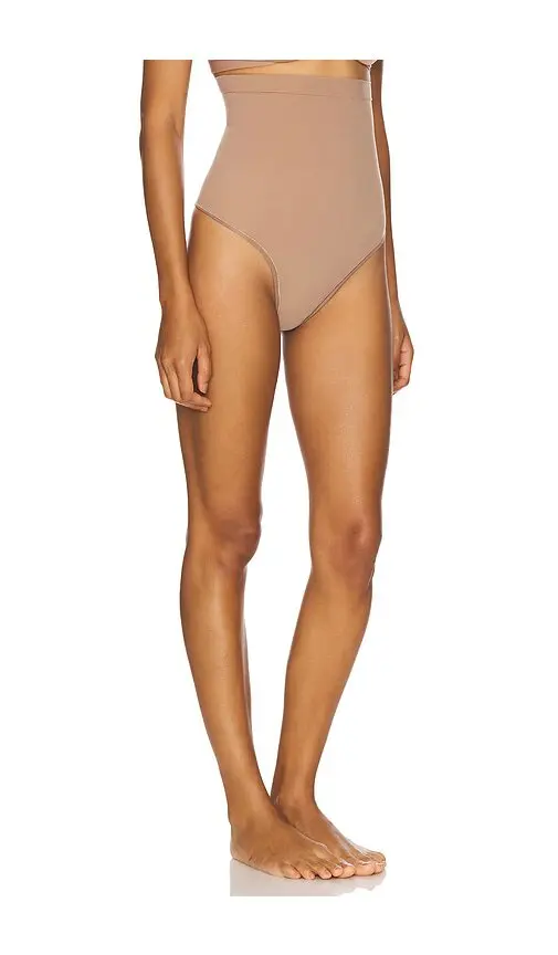 Spanx Seamless Power High Waisted Thong In Taupe