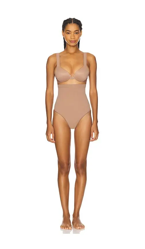 Spanx Seamless Power High Waisted Thong In Taupe