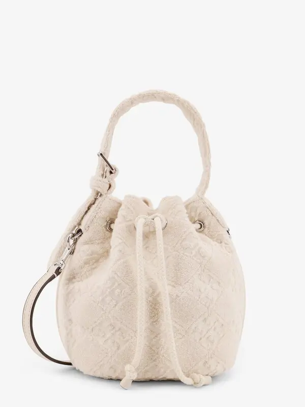 Tory Burch T Monogram Terry Mini Canvas Bucket Bag - White