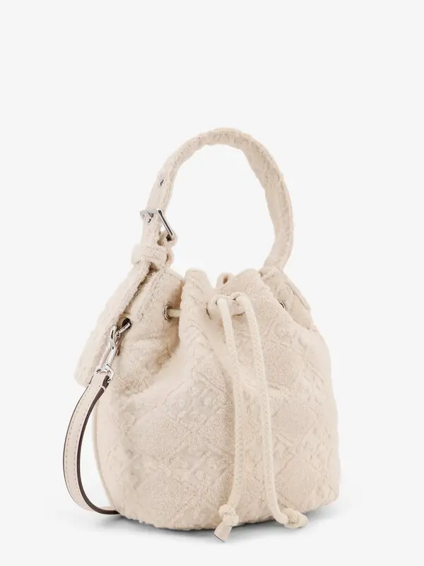 Tory Burch T Monogram Terry Mini Canvas Bucket Bag - White