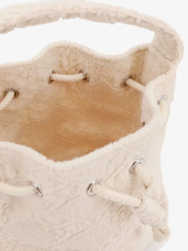 Tory Burch T Monogram Terry Mini Canvas Bucket Bag - White