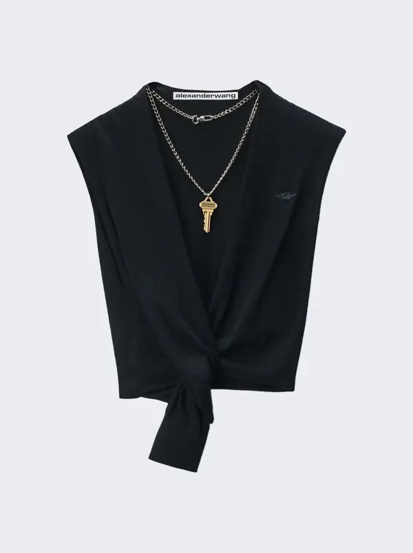Alexander Wang Sleeveless Wool Top With Draped Front