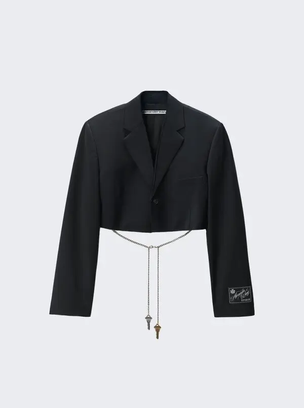 Alexander Wang Cropped Blazer With Detachable Chain - Black