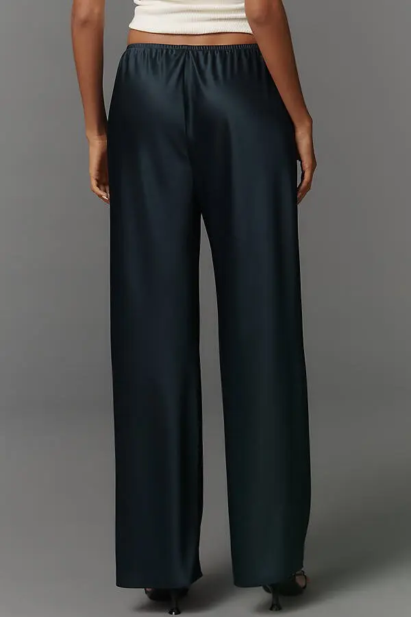 REFORMATION Gale Satin Mid-rise Bias Pants - Midnight