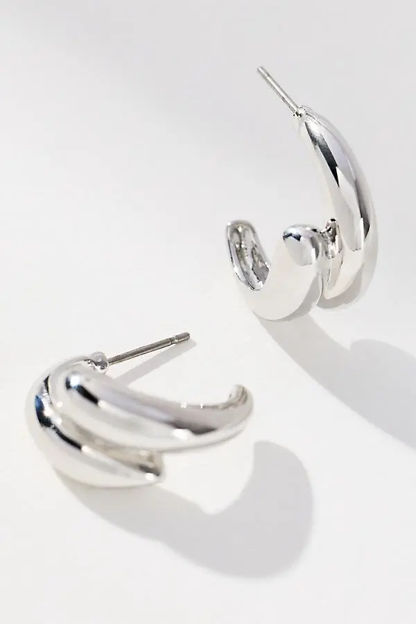 Anthropologie Layered Hoop Earrings - Silver
