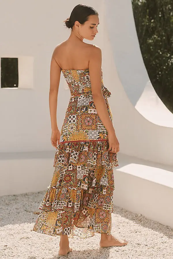 RO'S GARDEN Honduras Tiered Ruffle Maxi Skirt
