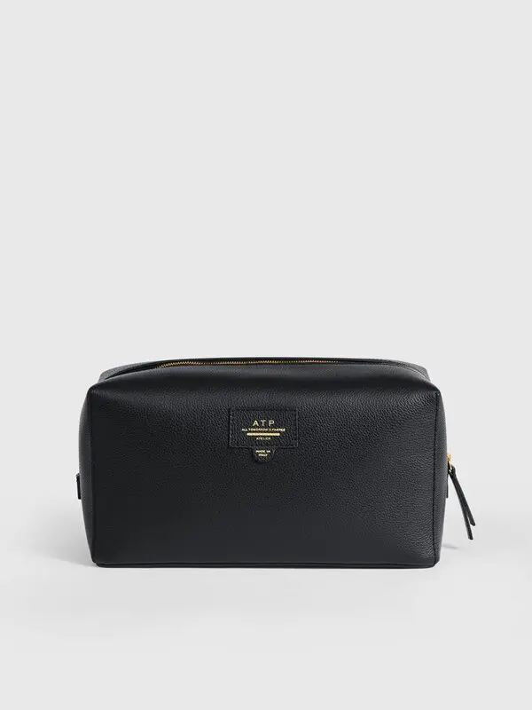 ATP ATELIER Pomaia Grained Leather Makeup Bag - Black