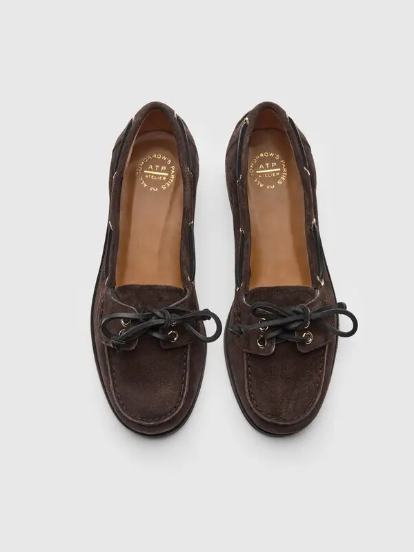 ATP ATELIER Nesso Suede Boat Shoes - Walnut