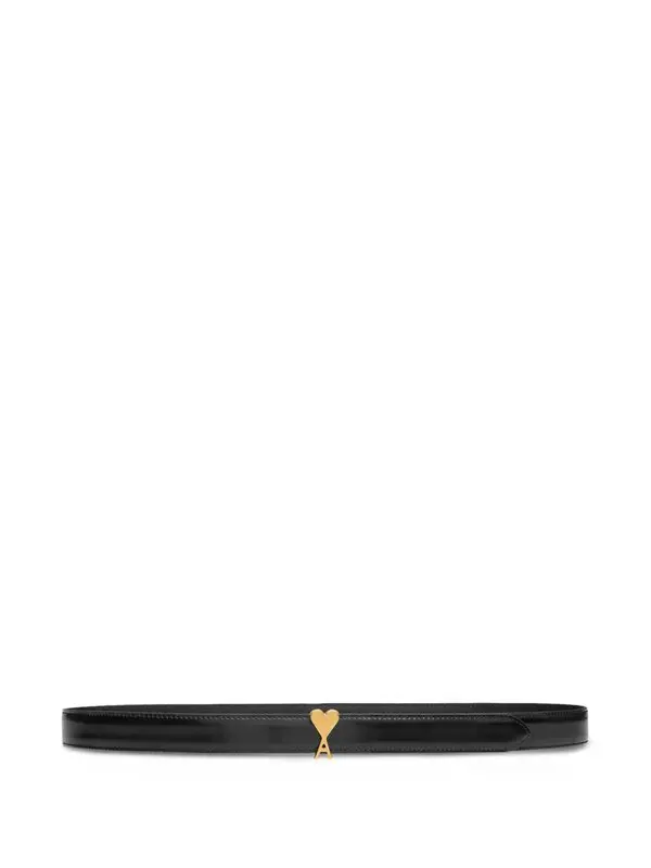 AMI Paris De Coeur Buckle Leather Belt - Black