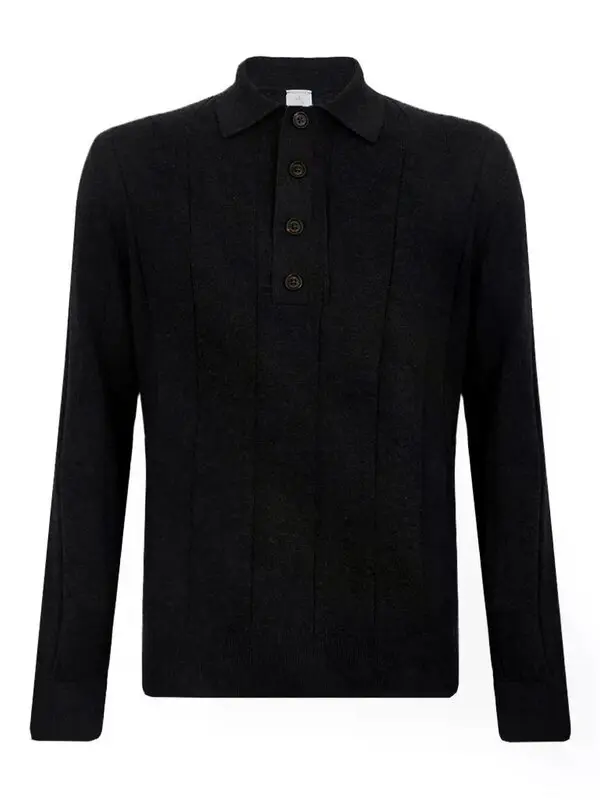 Eleventy Long-sleeve Ribbed Polo Shirt