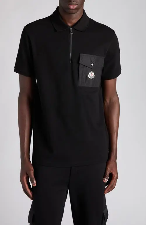 Moncler Logo Patch Pocket Zip Polo