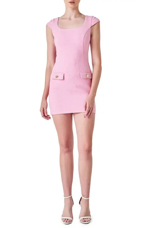 Endless Rose Tweed Button-up Mini Dress - Pink