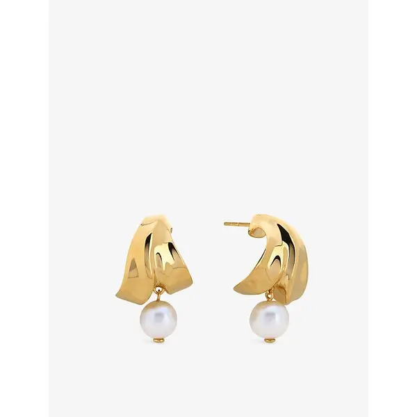Monica Vinader Nomade Small Pearl Hoop Earrings - Gold