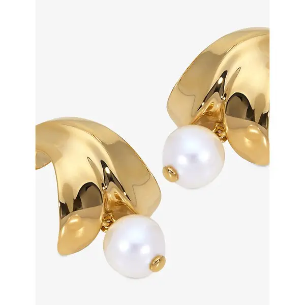Monica Vinader Nomade Small 18ct Yellow Vermeil And Pearl Hoop Earrings