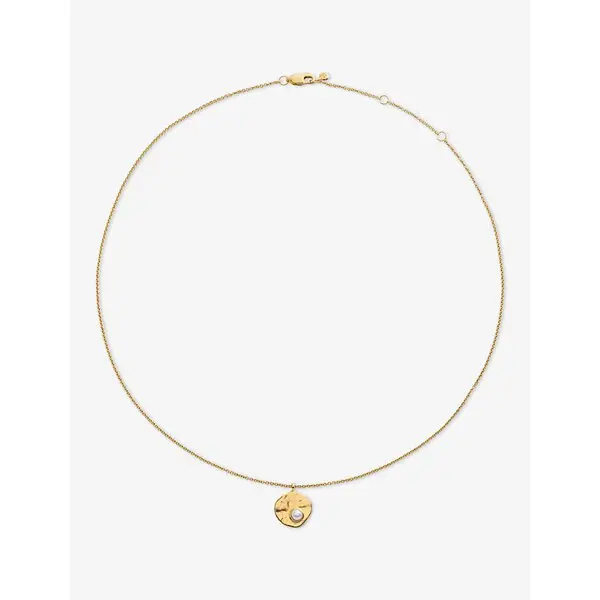Monica Vinader Capri Pearl Disc Necklace - Gold