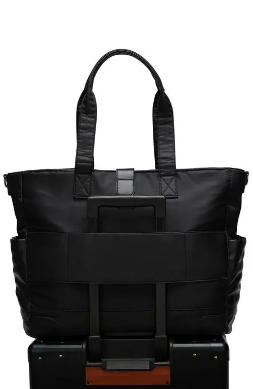 ELLE Voyage 25l Twill And Vegan Leather Weekender Duffle Bag - Black