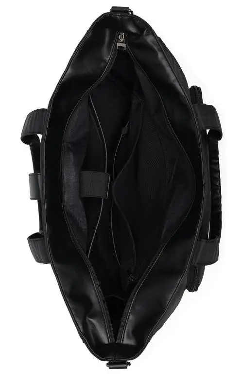 ELLE Voyage 25l Twill And Vegan Leather Weekender Duffle Bag - Black