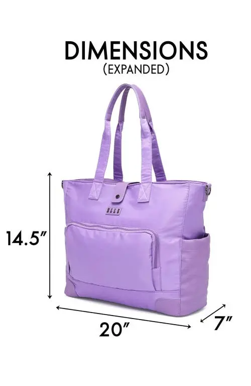 ELLE Voyage 25l Twill And Vegan Leather Weekender Duffle Bag