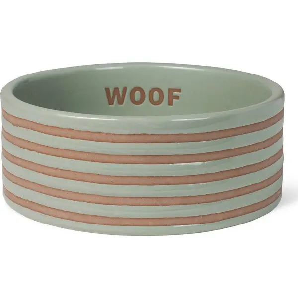 FRINGE STUDIO Wax Resist Stripe Medium Pet Bowl - Green