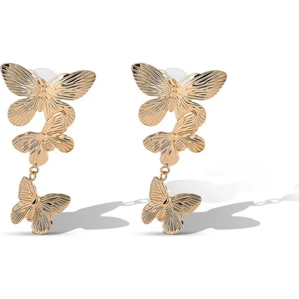 Jessica Simpson Js Cluster Butterfly Drop Earrings - Gold